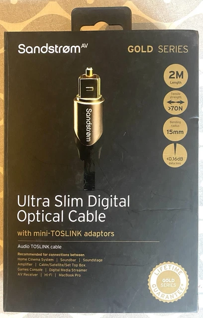 SANDSTROM ULTRA SLIM Digital Optical Toslink Cable 2M With Mini ...