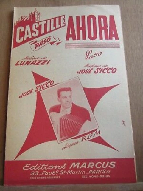PASOS-DOBLES: CASTILLE-AHORA (LUNAZZI-JOSÉ Sicco)/ Editions Marcus 1959 ...