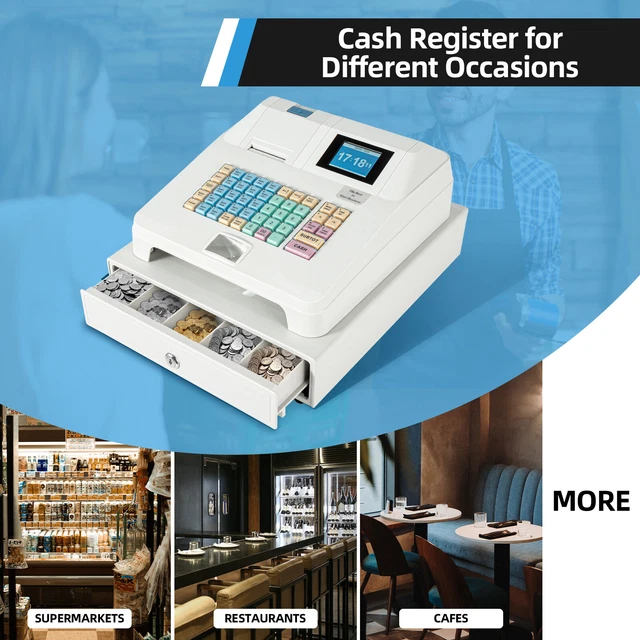 ELECTRONIC CASH REGISTER Pos System 48 Keys With Drawer Supermarket Bar ...