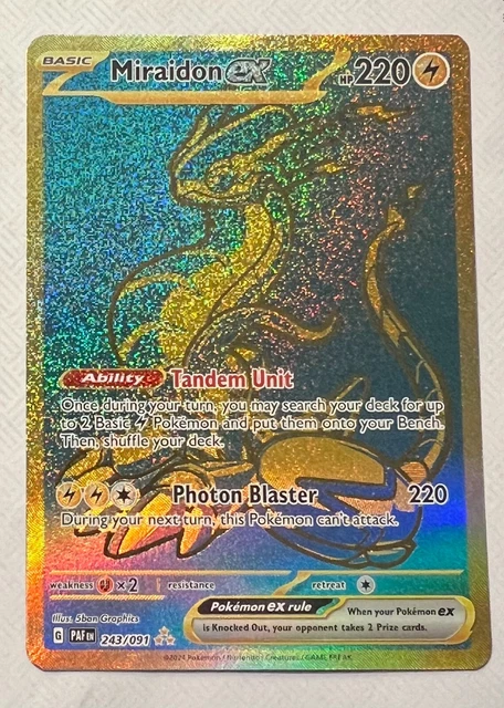 2024 POKEMON PALDEAN Fates (PAF) Miraidon Ex 243/091 Foil Hyper Rare ...