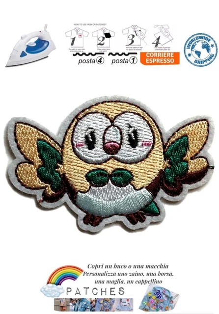 ROWLET PATCH POKÉMON toppa termoadesiva Catch'em all iron on monster embroidered EUR 2,49 ...
