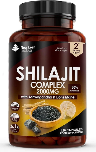SHILAJIT COMPLEX-2000MG -HIMALAYAN Shilajit with Ashwagandha & Lions ...