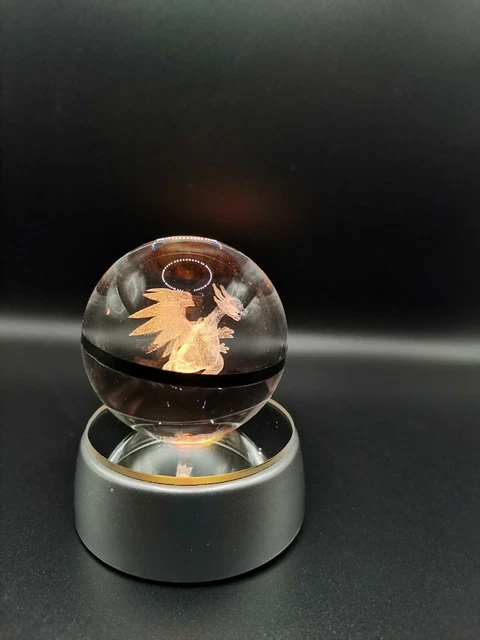 3D CRYSTAL BALL Pokémon Mega Charizard X Pokeball Engraving Crystal Led ...