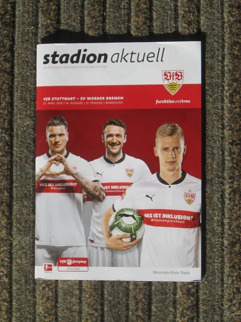 STADION AKTUELL, VFB STUTTGART: SV WERDER BREMEN, 17/18 EUR 1,00 ... STADION AKTUELL, VFB STUTTGART: SV WERDER BREMEN, 17/18 EUR 1,00 ...