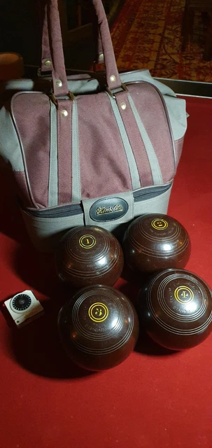 HENSELITE LAWN BOWLS Size 1,2,3 And 4 With Carry Bag + John Jaques Tape ...