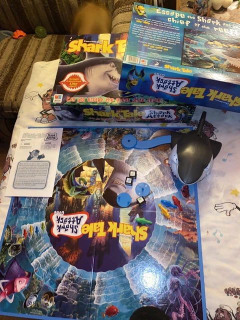 DREAMWORKS SHARK TALES Shark Attack Board Game Complete [ Hasbro 2004 ...