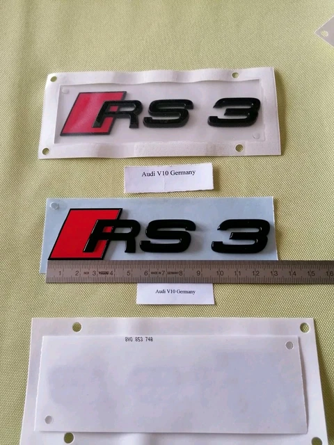 ORIGINAL AUDI RS3 Schriftzug LOGO Emblem Schwarz Heckklappe 8V0853740 ...
