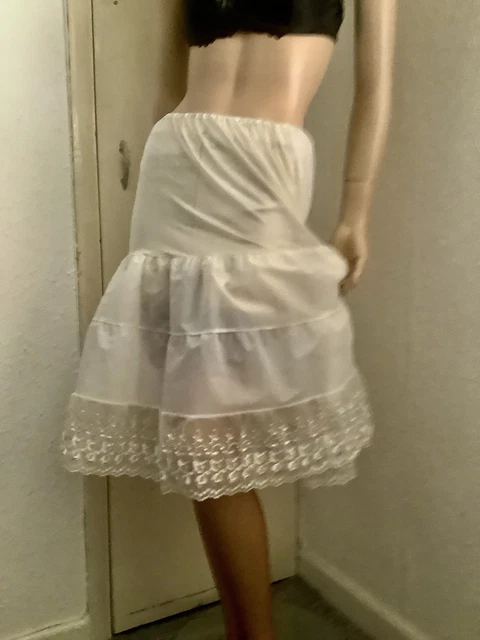 VTG 50S PROVAWEAR White Nylon Multi Tiered Starch Rockabilly Half Slip ...