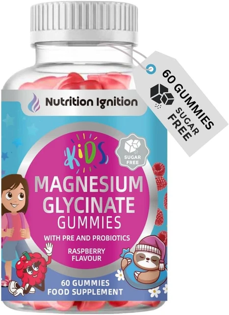 KIDS MAGNESIUM GLYCINATE Gummies with Pre and Probiotics -110Mg ...