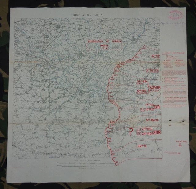 WW1 INTELLIGENCE MAP issued to "THE BARNSLEY PALS" during BATTLE of THE ...