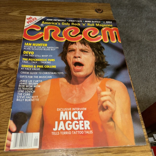 CREEM MAGAZINE Jan1982 Mick Jagger /Police Poster Ian Hunter, Devo ...