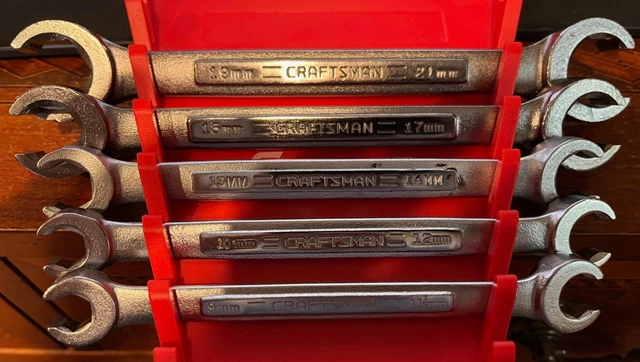 VINTAGE CRAFTSMAN -V/VA- 4434 5 Pc Metric Flare Nut Line Wrench Set 9 ...