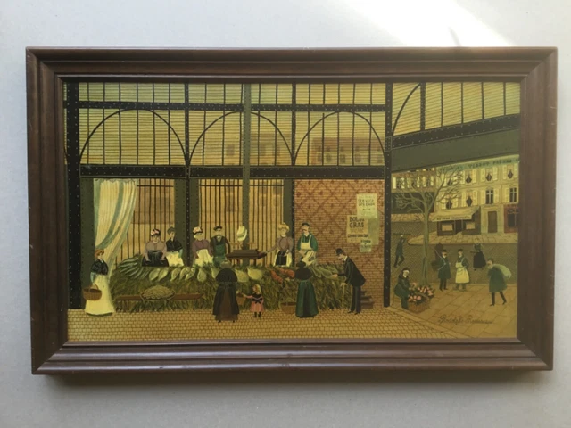HUILE SUR PANNEAU naïve signée Micheline Rodolphe Rousseau. Les Halles ...