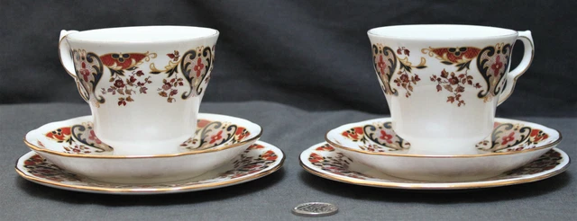 2 VINTAGE COLCLOUGH Royale 8525 Imari Colours Trio Cup Saucer Side ...
