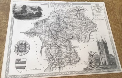 MOULE COUNTY MAP Westmoreland 1840 Uncoloured Brougham Hall Appleby ...