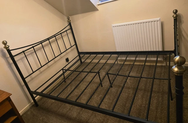 METAL DOUBLE BED Frame Black £16.12 - PicClick UK