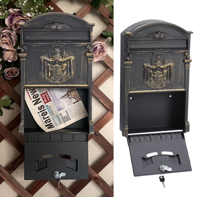 VINTAGE OUTDOOR WALL Mounted Post Box Letter Mail Box Lockable ...