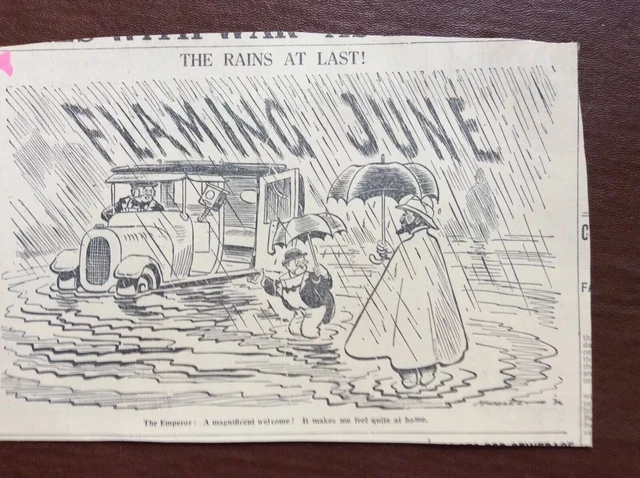 B9F EPHEMERA 1936 Original Cartoon Middleton Haile Selassie Flaming ...