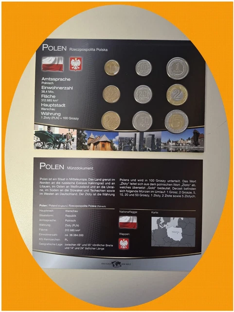 DAS GELD DER WELT Polen (Zloty) KMS + Münzdokument 9 Münzen selten TOP EUR 29,99 - PicClick DE