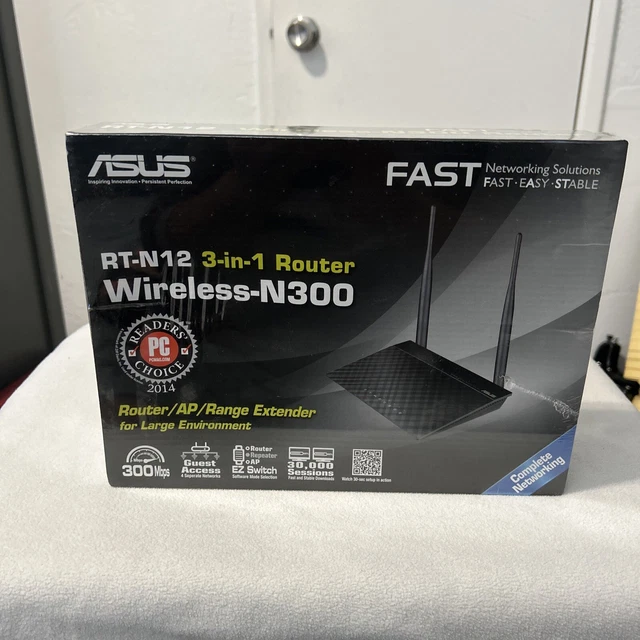ASUS RT-N12 WIRELESS-N 300Mbps Antenna 3-in-1 Router/AP/Range Extender ...