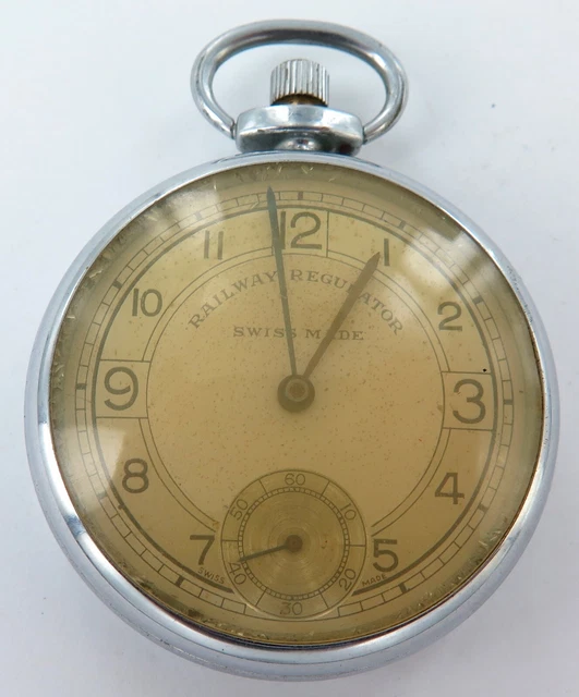 SWISS MADE “RAILWAY Regulator" Mens Pocket Watch. Working !! $30.00 ...
