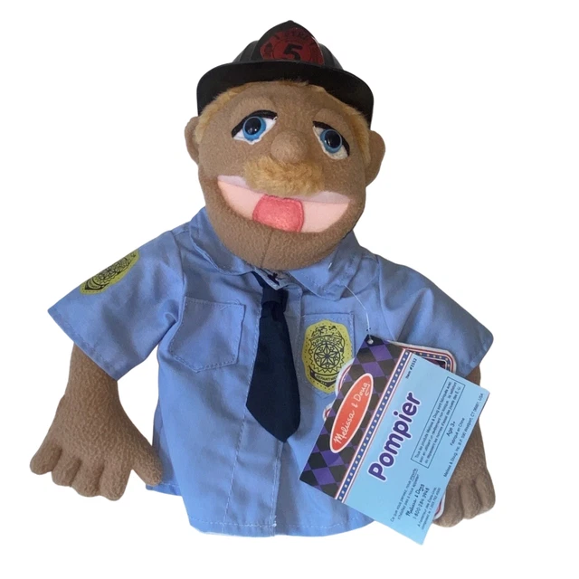 MELISSA & DOUG Puppet Police Officer w/ FIREMAN HAT No Wooden Stick ...