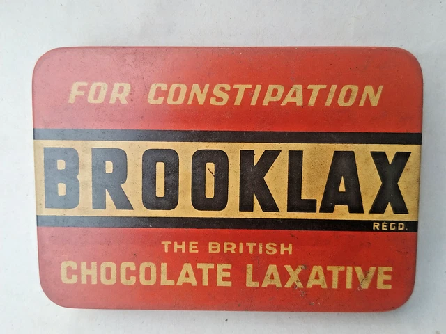 VINTAGE BOITE LITHO Boîte BROOKLAX British Chocolat Laxatif ...