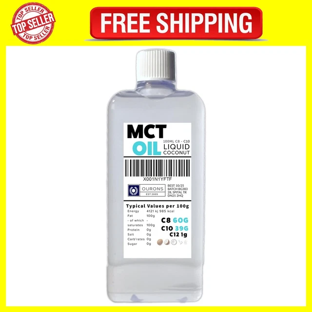PREMIUM MCT OIL C8 C10 100ml Pure Fractionated Coconut Oil for Keto ...
