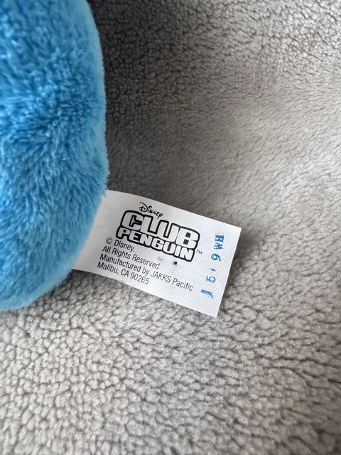 DISNEY CLUB PENGUIN Blue Smiley Spikey Hair Puffle Retired Soft Plush ...