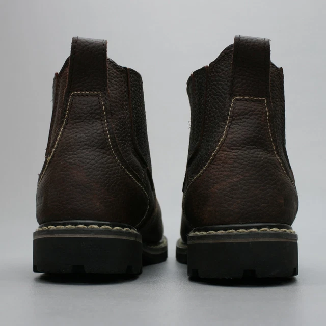 IRON AGE MEN'S 8 W Wide Chelsea Brown Leather Ankle Pull-on Steel-toe ...