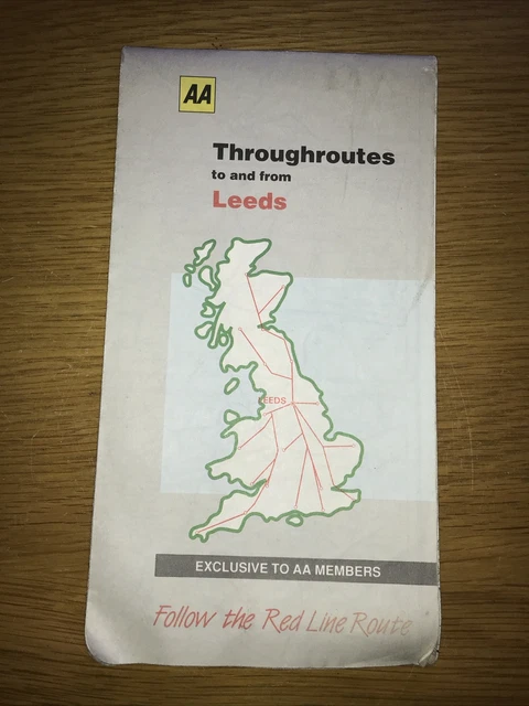 VINTAGE AA MAP Throughroutes To And From Leeds £3.25 - PicClick UK