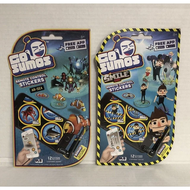 2 PKS GO Sumos Remote Control Stickers for Smart Phone 12 Pc Ea Smile ...