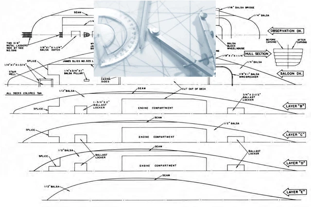 MODEL BOAT PLANS 42" Excursion paddle steamer R/C F/S Printed Plan ...