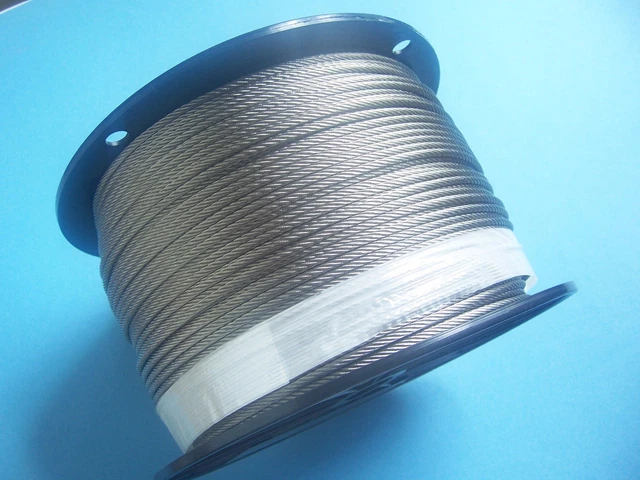CABLE RAILING T-316 Stainless Steel Wire Rope Cable, 1/8",7x19, 1000 ft ...