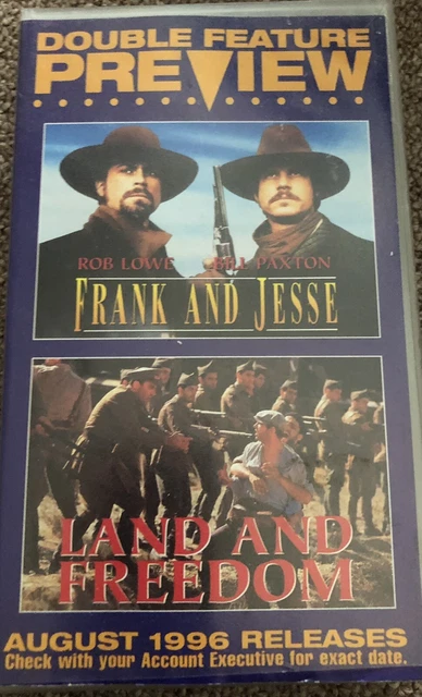 DOUBLE FEATURE PREVIEW VHS Tape FRANK AND JESSE/LAND AND FREEDOM 1996 ...