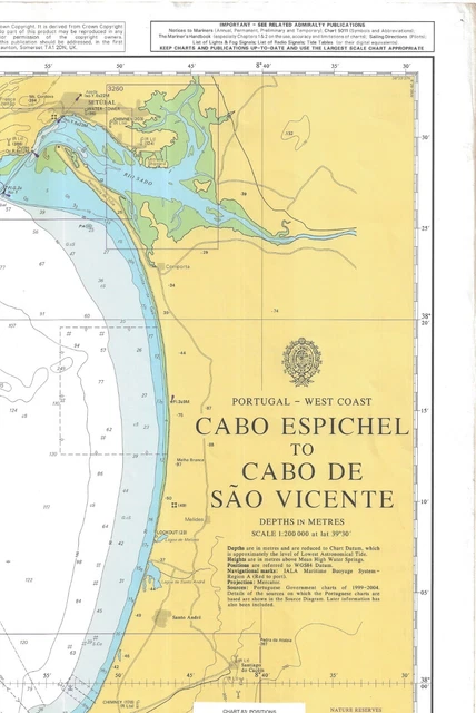 3636 CABO ESPICHEL De Sao Vicente Portugal Côte Ouest Carte Marine ...