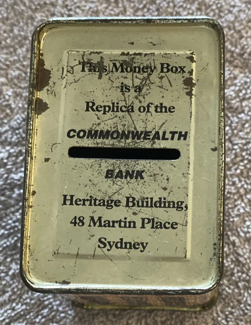 VINTAGE COMMONWEALTH BANK Of Australia Tin Metal Money Box Piggy Bank ...