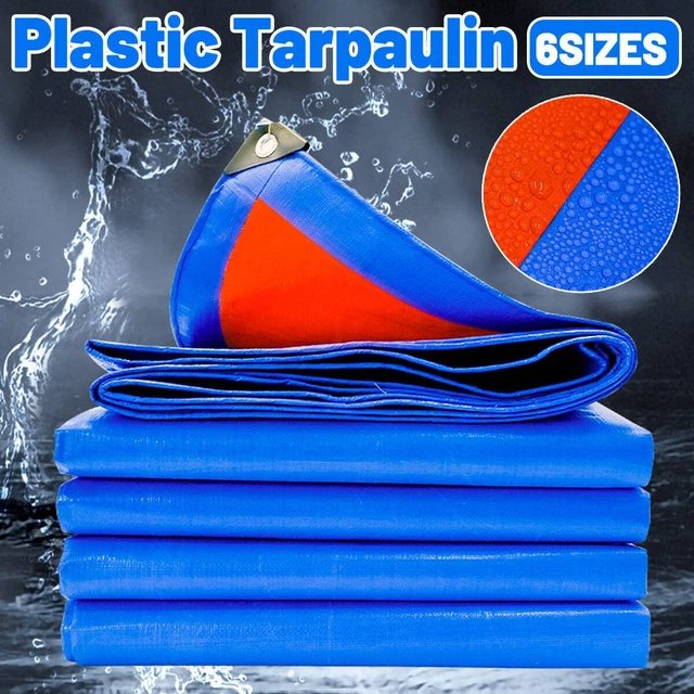 WATERPROOF PLASTIC TARP Cover Heavy Duty Ground Sheet Rainproof ...