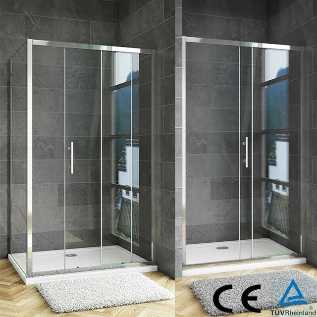 BATHROOM SLIDING DOOR Shower Enclosure Side Panel Walk In 6mm Glass and ...