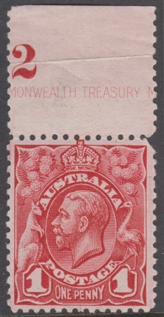 STAMP AUSTRALIA 1D red engraved KGV plate 2 part imprint single ACSC ...