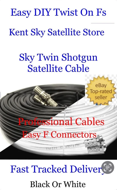 SKY CABLE EXTENSION Sky Q Sky+Hd Freesat Twin Shotgun Coax Lead Cables ...