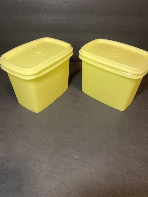 VINTAGE TUPPERWARES RECTANGULAR Shelf Saver Container Yellow 1243-4 ...