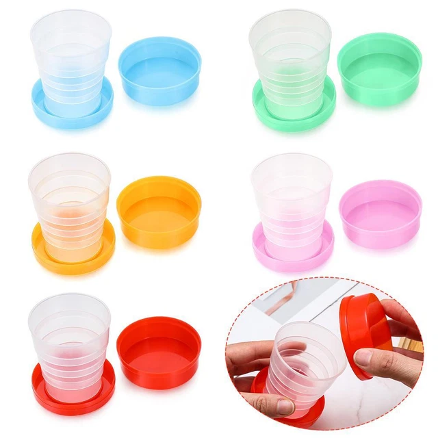 FOLDING PORTABLE COLLAPSIBLE Plastic Cup Drinking Mug Telescopic Coffee ...