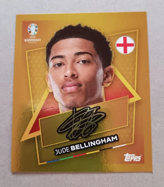 JUDE BELLINGHAM SIGNATURE Figurine TOPPS UEFA EURO 2024 Sticker Gold ...
