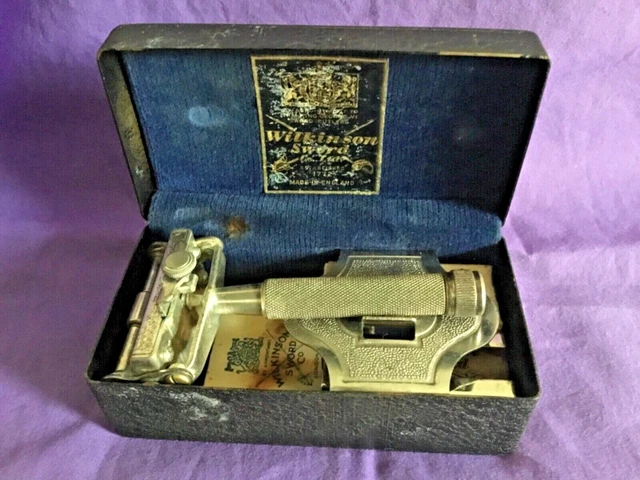 VINTAGE WILKINSON SWORD Co.Safety Razor Set with Metal Case $70.00 ...