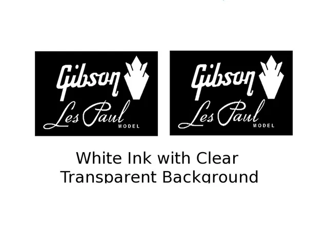 GIBSON LES PAUL White Guitar Headstock Decal Waterslide Inlay Logo 4w ...