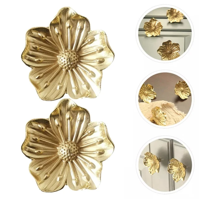 2 PEZZI POMELLI per armadio in ottone massiccio con maniglie a fiori ...