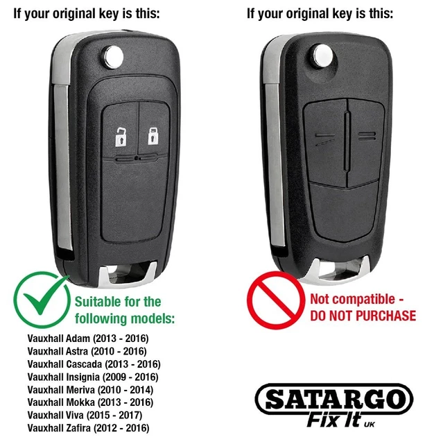 VAUXHALL CAR KEY Replacement Key Fob Case Blade 2 Button Remote Shell ...