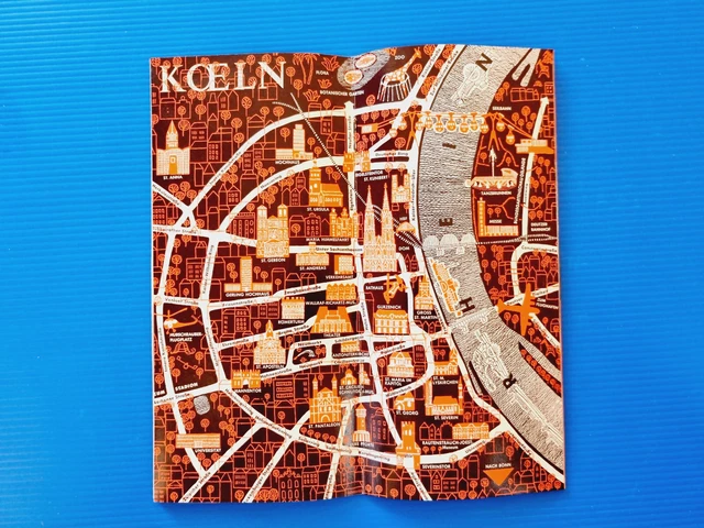 KOELN KOLN GERMANIA 50s VINTAGE DEPLIANT TOURIST MAP BROCHURE VIAGGIO ...