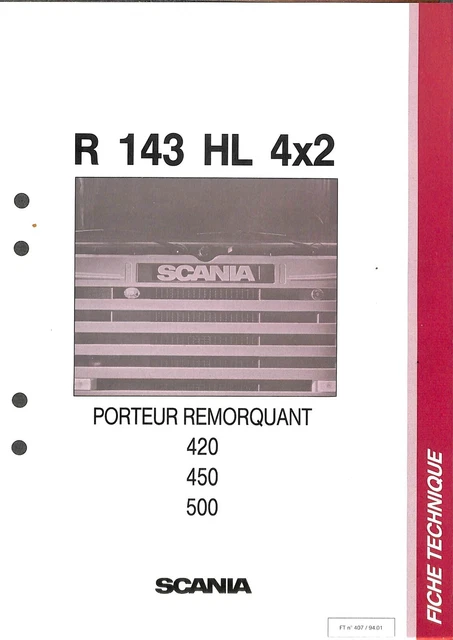 SCANIA / TECHNICAL Sheet / R 143 Hl 4X2 Carrier / 1994 £8.23 - PicClick UK